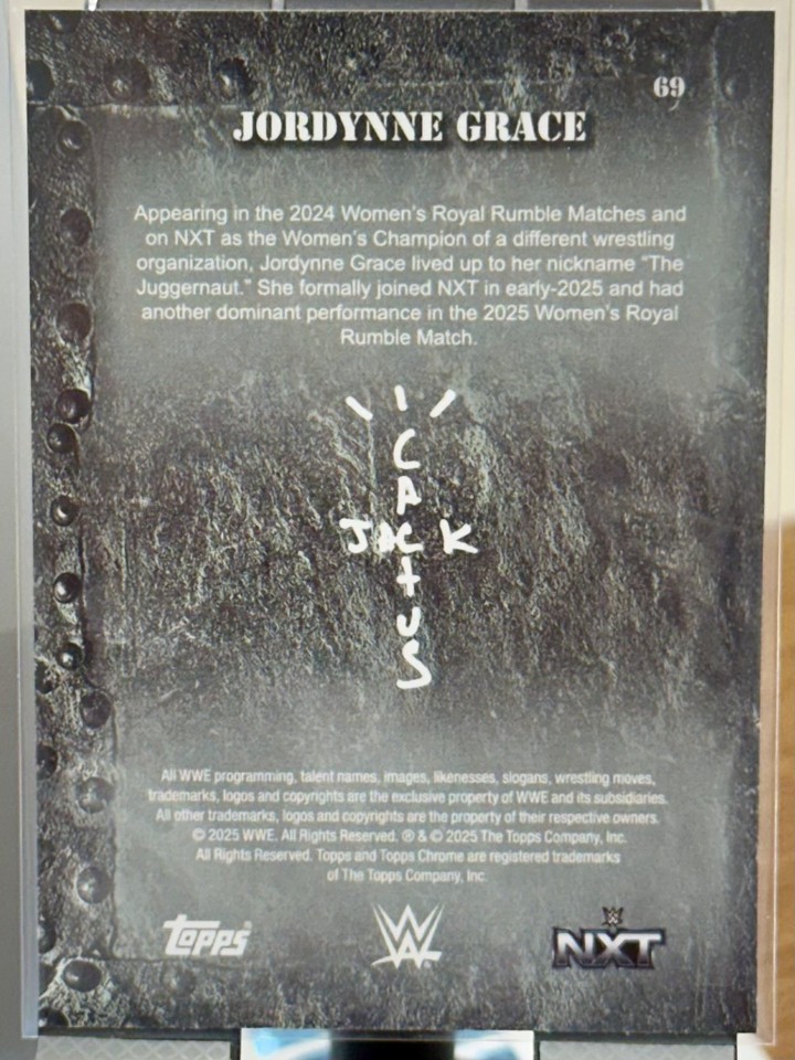 2025 Topps Chrome Cactus Jack WWE Jordynne Grace Red Flannel Rookie #69 ...