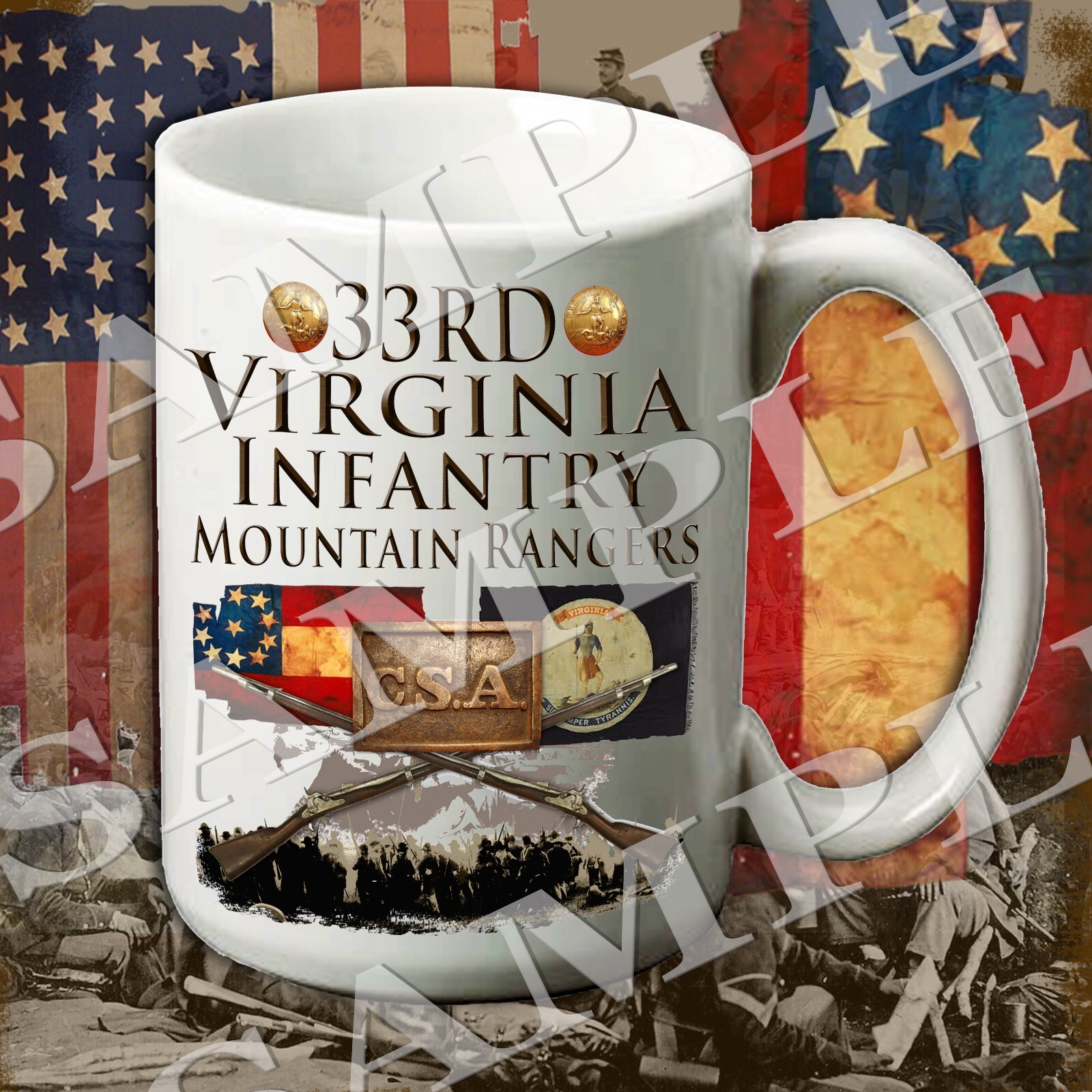 33rd Virginia Infantry Rangers 15-ounce American Civil War themed ...