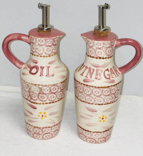 Temp-Tations OLD WORLD PINK 8 1/2" OIL & VINEGAR CRUETS BOTTLES | eBay