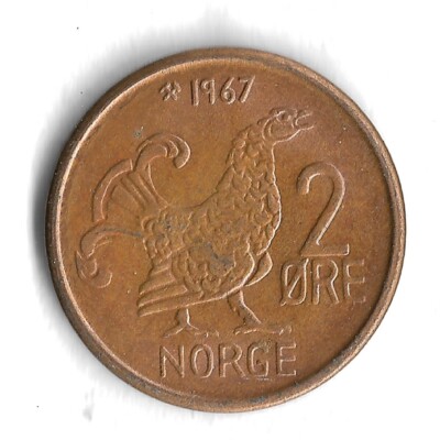 1967 Norway 2 Ore World Coin - Mintage 11,993,000 - KM# 410 | eBay