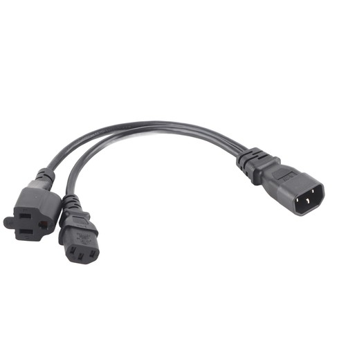 C14 Male To C13 Nema 5‑15R Female Y Splitter Power Cord 1 In 2 Out 10A ...