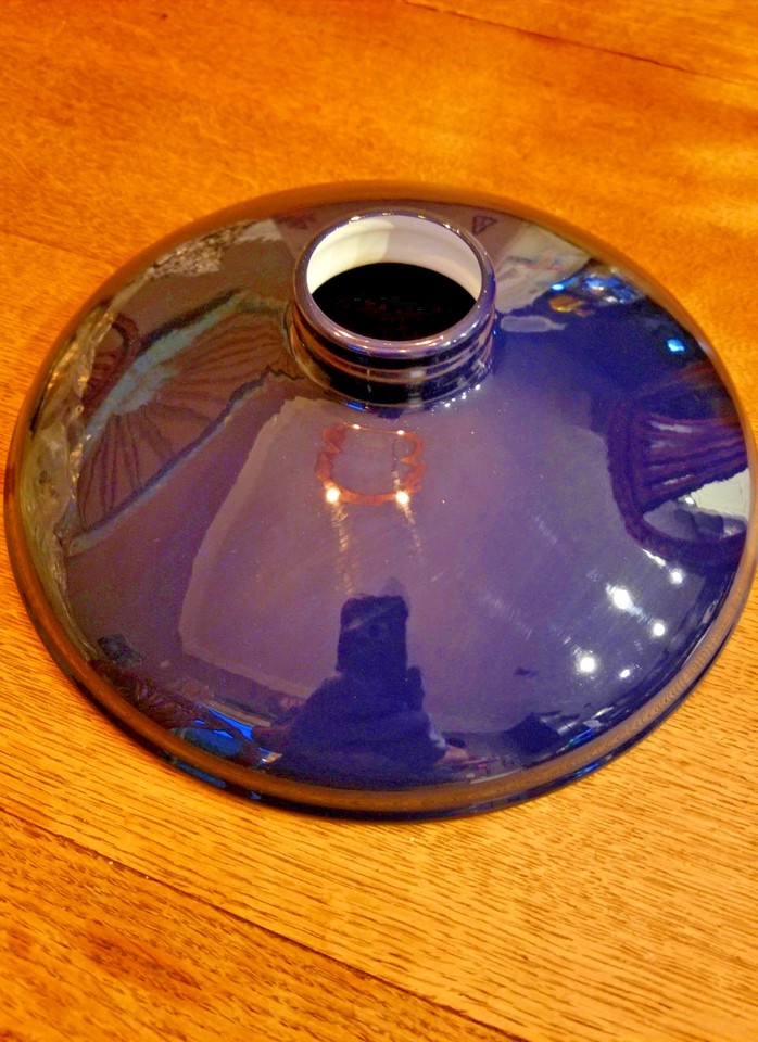 Blue Porcelain Enamel Shade: 10" Rounded Metal, 2-1/4" fitter ...