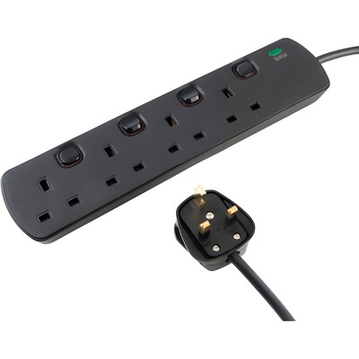 4 Gang 5 Meter Extension Lead Cable Individually Switched UK Mains ...