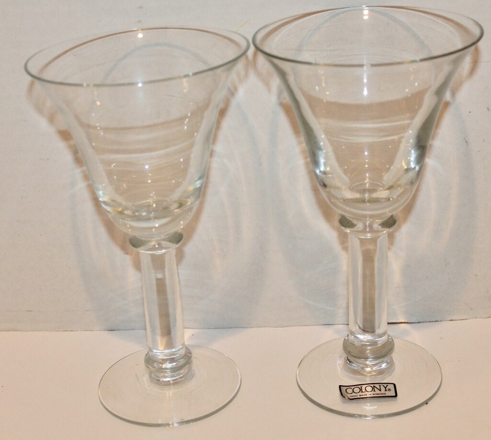 VTG Colony Glass - Romania - Stemware Water Wine Goblets - Clear ...