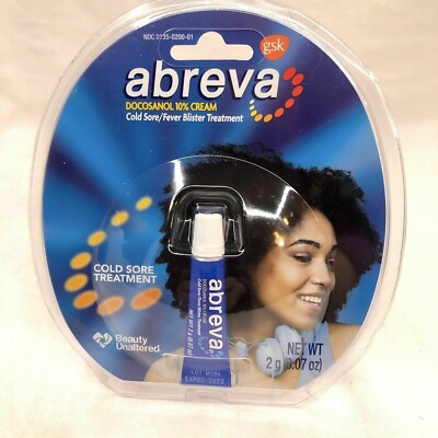 NEW ABREVA TUBE COLD SORE FEVER BLISTER TREATMENT DOCOSANOL 10% CREAM ...