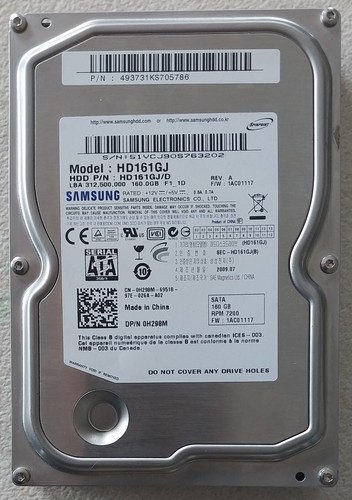 Samsung SpinPoint F1 160GB HD161GJ Internal 7200 RPM 4" HDD - Good Deal ...