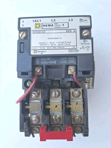 SQUARE D SIZE 1 MOTOR STARTER 600 VAC 10 HP 120V COIL 8536SCG3S | eBay