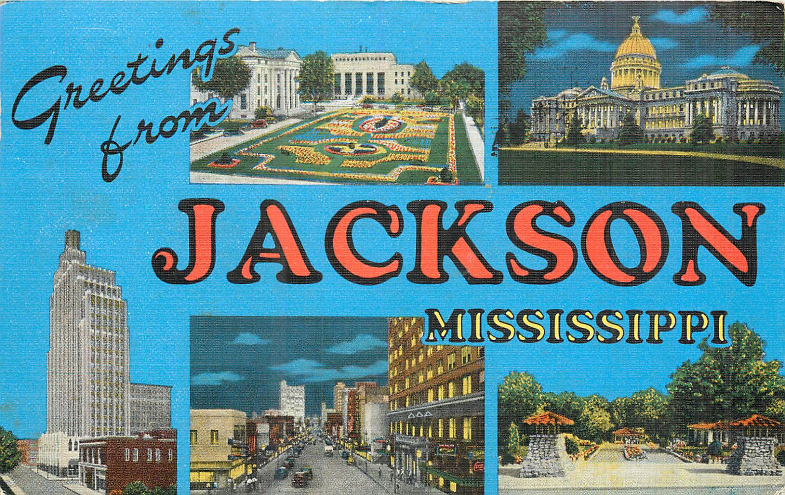 GREETINGS FROM JACKSON MISSISSIPPI 1947 MULTI-VIEW LARGE LETTER ...