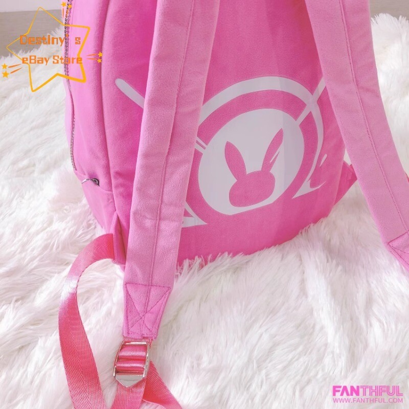 Overwatch D.Va OW DVA Pink Backpack Shoulders Bag Travel Bag Velvet 25× ...