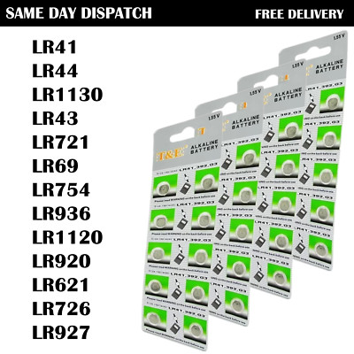 LR44, LR41, LR1130, LR43, LR936, LR754 Alkaline 1.5v Coin Cell Button ...