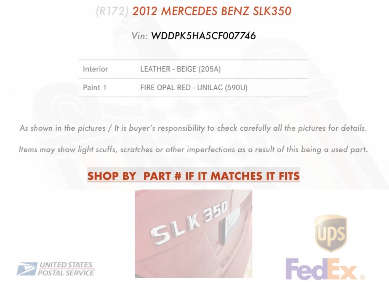 R172 Mercedes 2012 Slk350 AC Compressor 0022307311 OEM 69k | eBay