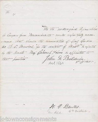 Nathaniel Banks Civil War General Autograph Signed US Marshall Letter ...