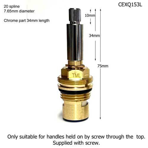 Chrome stem 1/2" ceramic Valve cartridge long traditional tap 20 spline ...