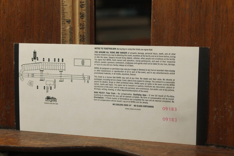 Vintage NHRA Bristol Dragway 2002 Thunder Valley Nationals Unused ...