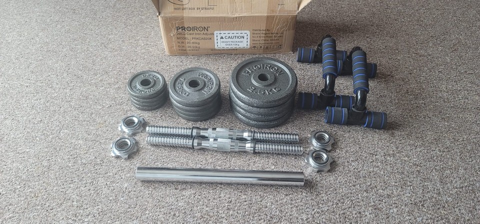 PROIRON Adjustable Dumbbells 20kg/30kg Cast Iron Dumb Set Men and Women ...