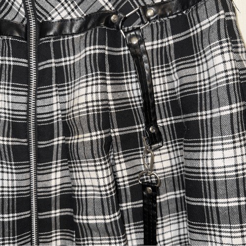 BODY RAGE SPENCERS Black and White Plaid Skirt Coffin Zipper Pull EUC ...