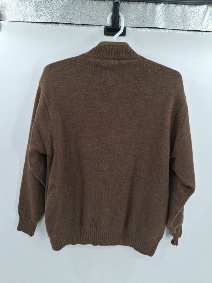 Orvis 100% Wool Green Full Zip Lined Windproof Sweater Shoulder Patches ...