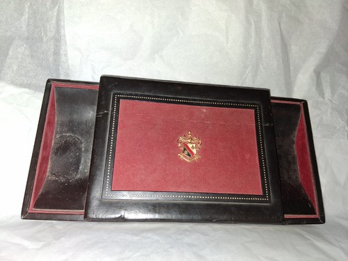 Vintage SHIELDS Mens Brown Leather Jewelry Box With Gold Trim red ...