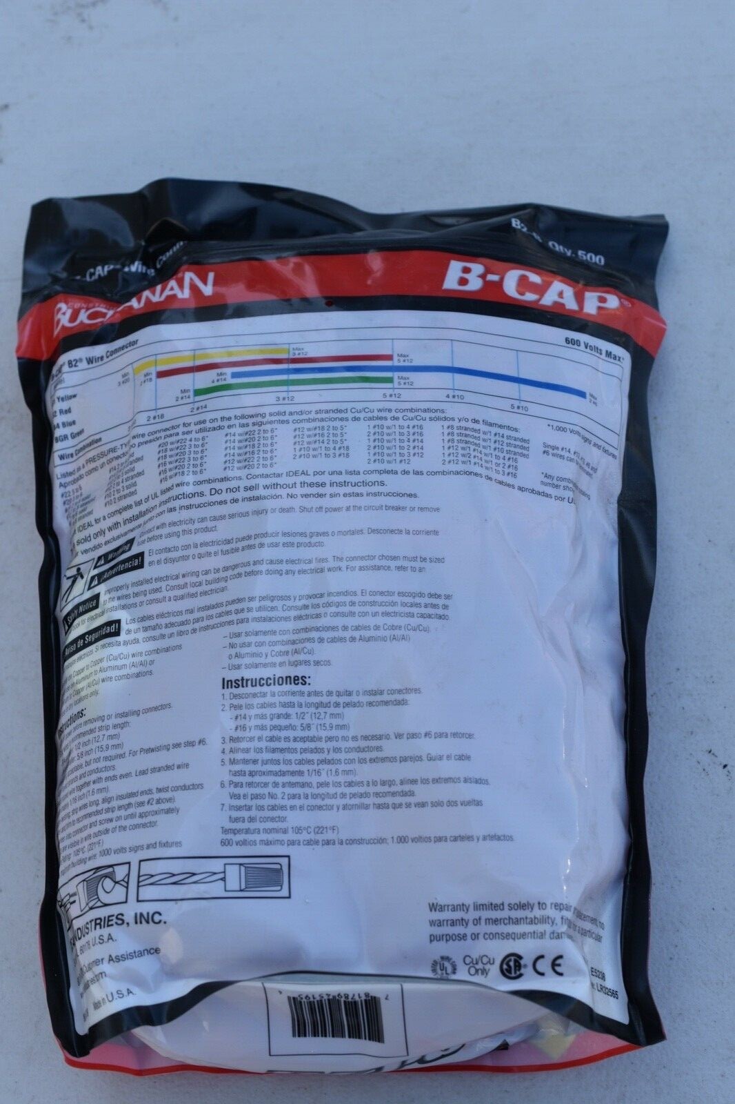 Wire Connector Bag Of 500 - Buchanan B2-B Red B-CAP | eBay