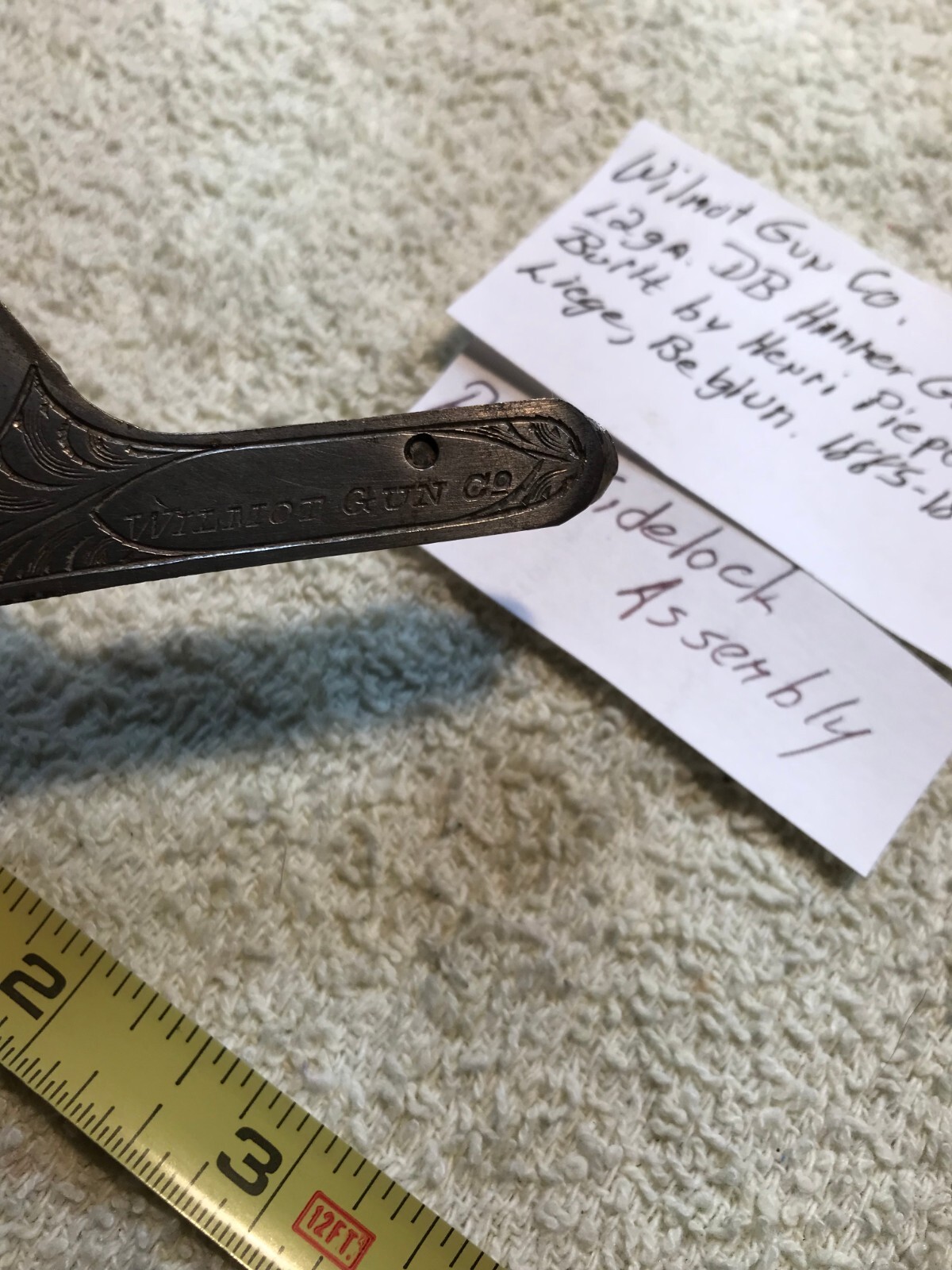 Wilmot Gun Co. (H. Pieper) Hammer DB, 12 ga, Right Side Lock Assembly ...