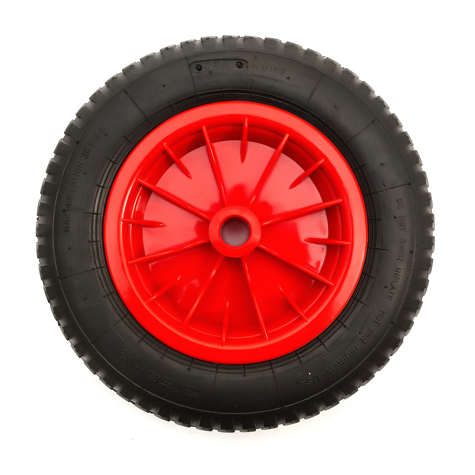 3.50-8 Wheel Pneumatic Tyre & Axle Set 14 Inch Red 1" Bore Wheelbarrow ...