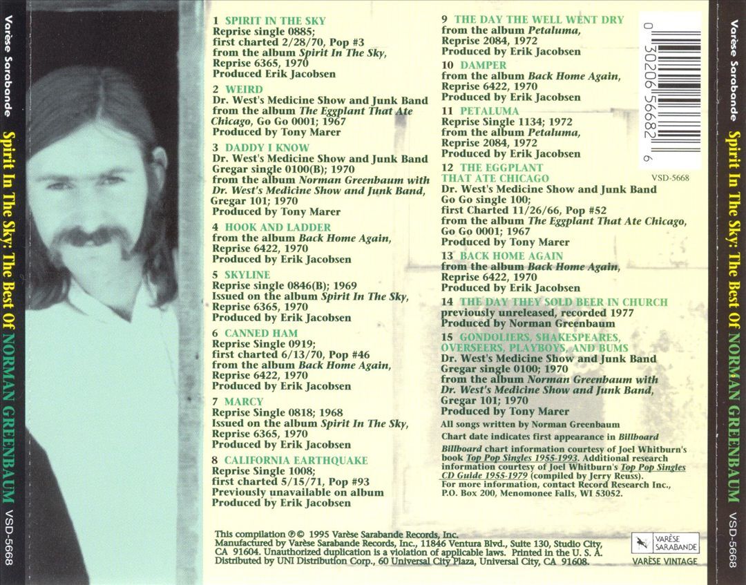 NORMAN GREENBAUM BEST OF NORMAN GREENBAUM: SPIRIT IN THE SKY NEW CD ...