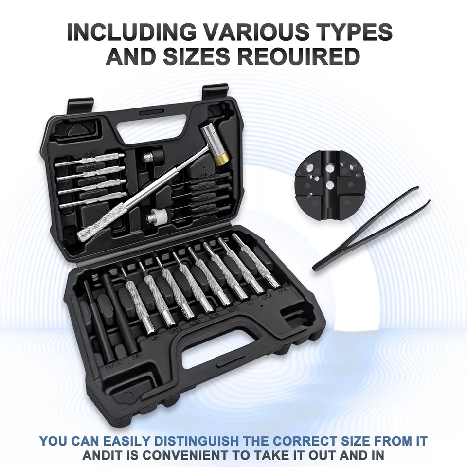 22pcs Pin Punch Set Brass Steel Nylon Punch Hammer Gunsmith Drift Pin ...