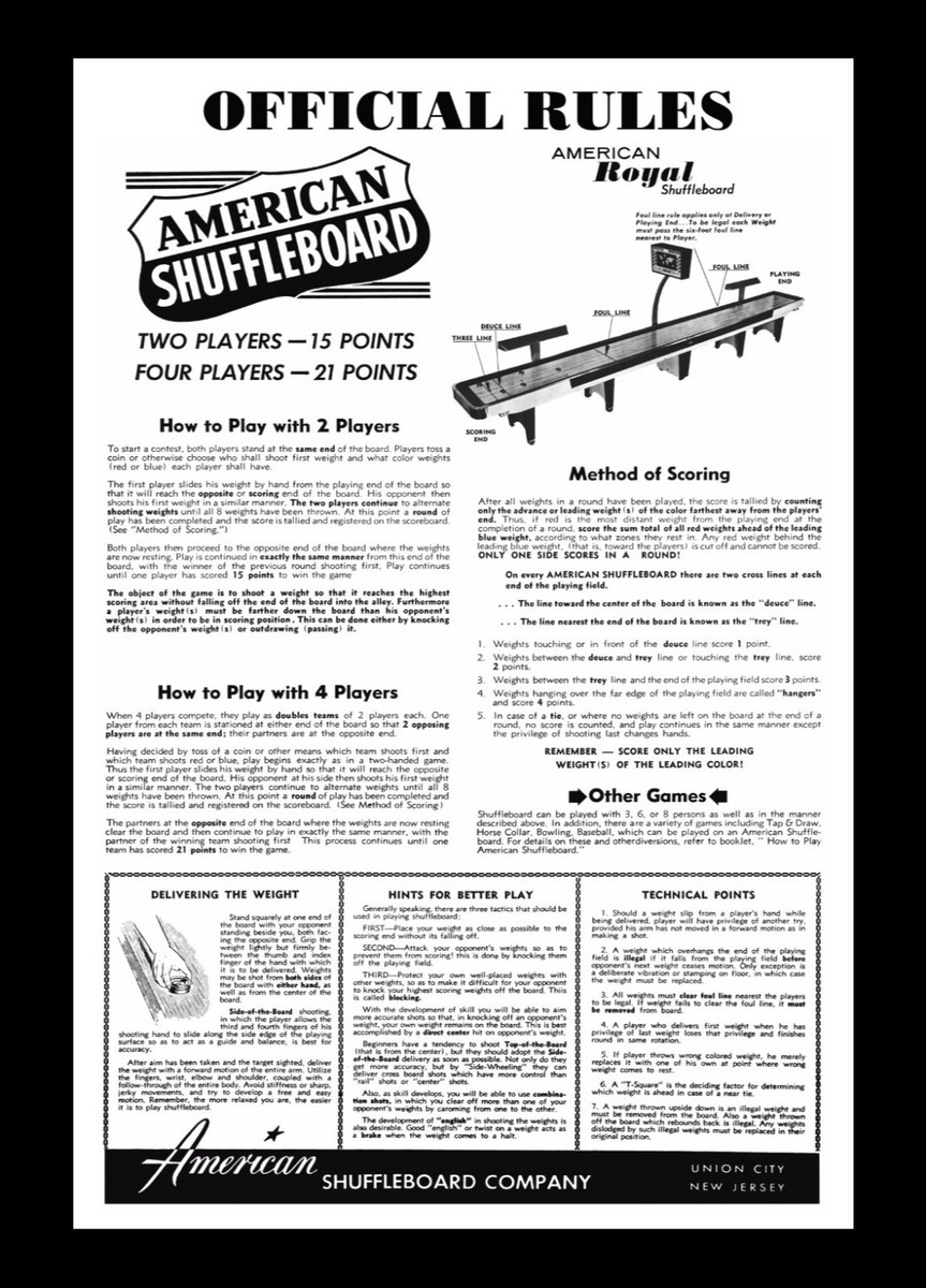 Table Shuffleboard Rules Foul Line | Cabinets Matttroy