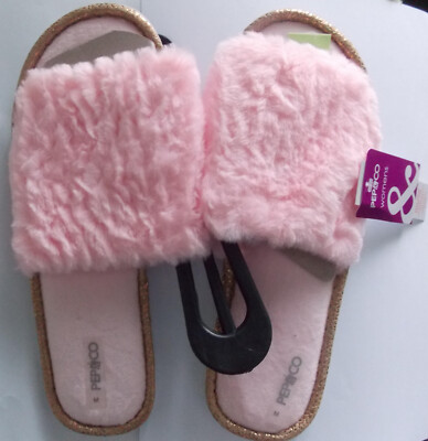 PEP&CO Womens Pink Polyester Slip On Slipper Fur UK EU Medium | eBay UK