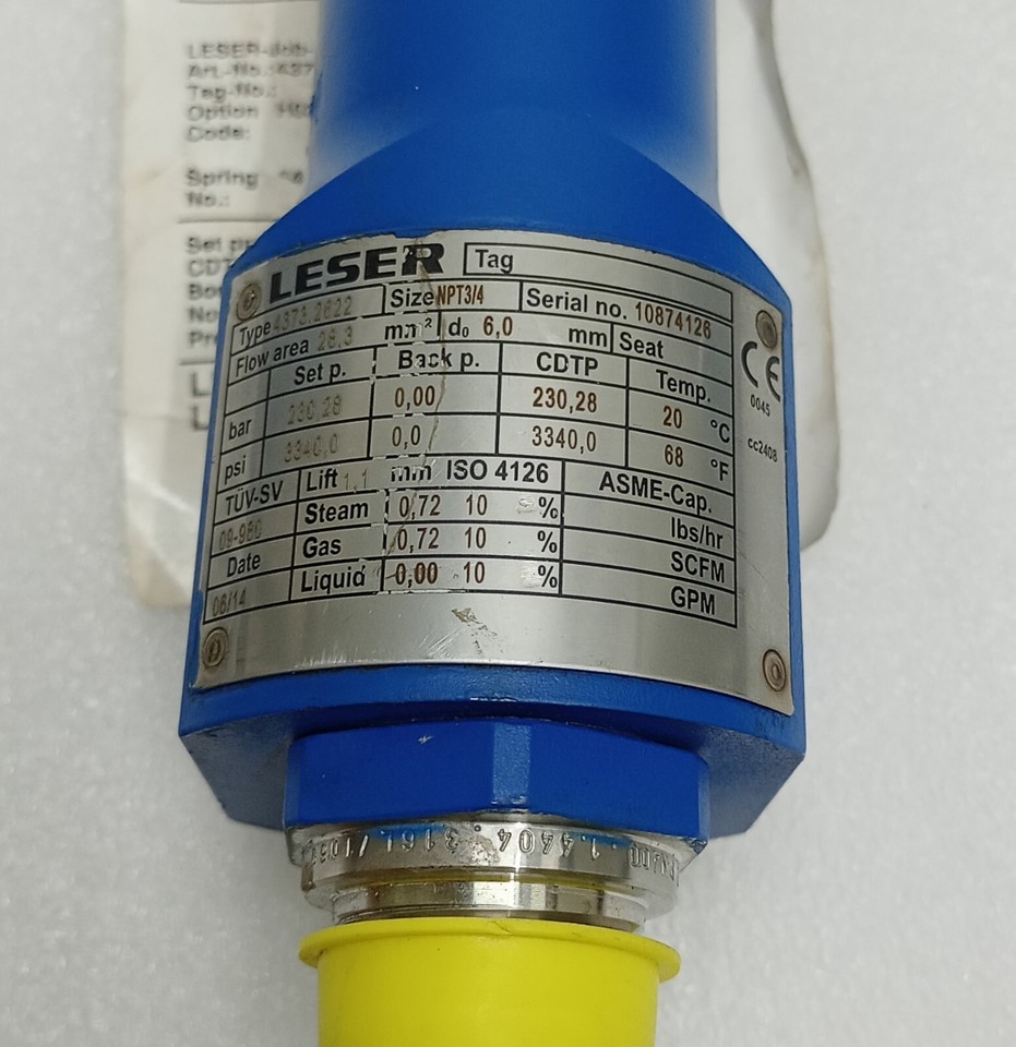 Leser 4373.2622 High Pressure Safety Valve (Expedite Shipping) | eBay