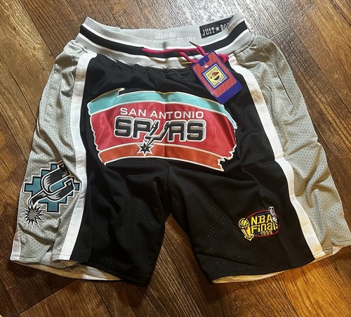 RETRO SAN ANTONIO SPURS NBA Stitched Lettering Basketball Shorts BRAND ...