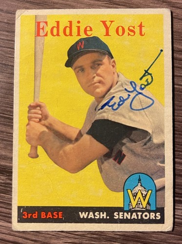 Signed Eddie Yost 1958 Topps baseball Washington Senators autograph | eBay