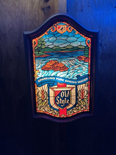 Vintage Old Style Beer Light Sign Stained Glass Bar Decor Working ...