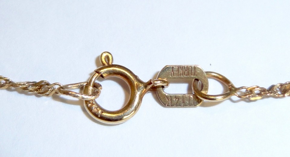 14K YG TURKEY Chain Necklace 1.03 gram 1.1 mm thick 16 1/2" length ...