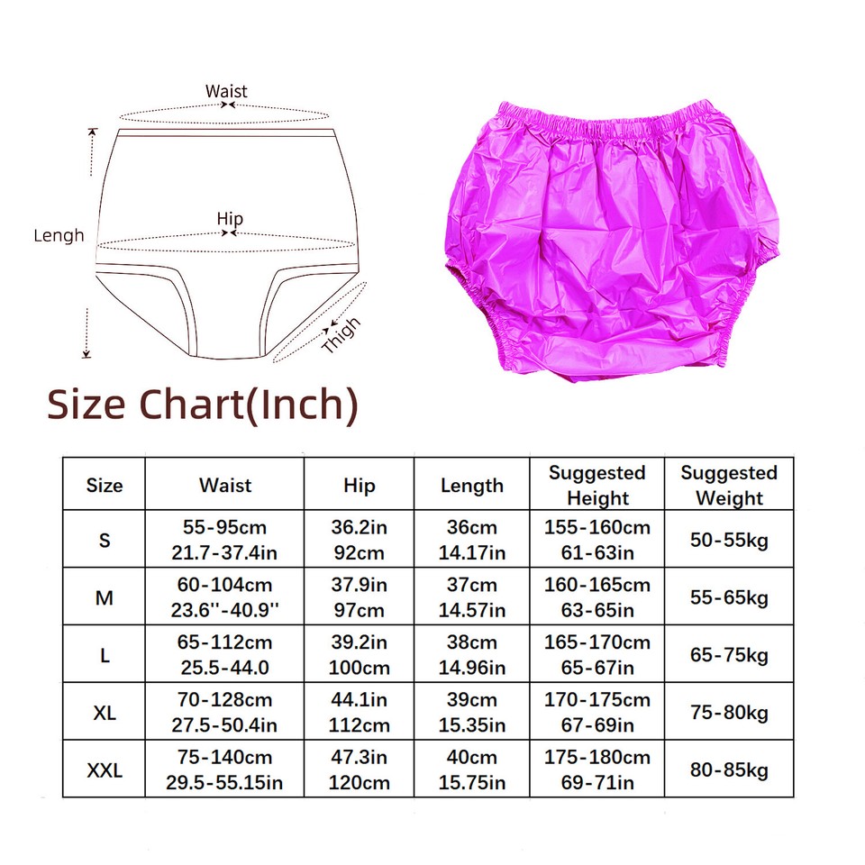 PURPLE PVC Plastic Pants Adult DIAPER Incontinence Underwear Night ...