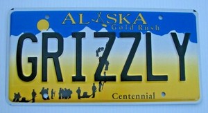 ALASKA VANITY AUTO LICENSE PLATE " GRIZZLY " BEAR BEARS HUNT HUNTING ...