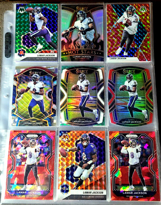 Lot of 125 Lamar Jackson Football Cards Silvers Refractors Mosaic ...