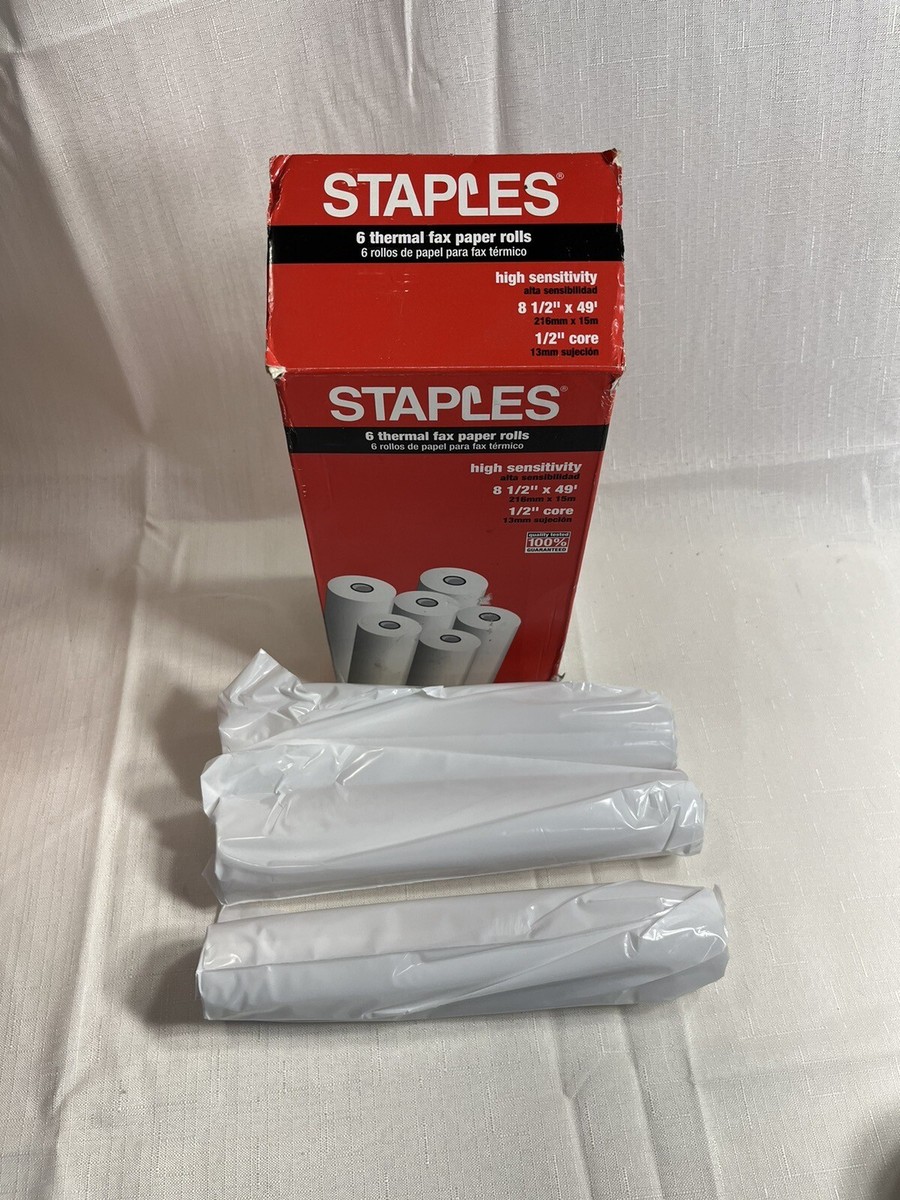 1/2 Inch Core Paper Staples Thermal Fax Paper Rolls - 8.5" X 98 Feet, 6 ...