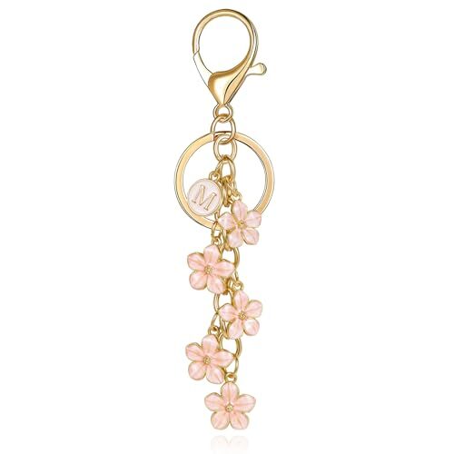 XGALBLA White Pink Black Cute Initial Letter Keychain for Women, 1 ...
