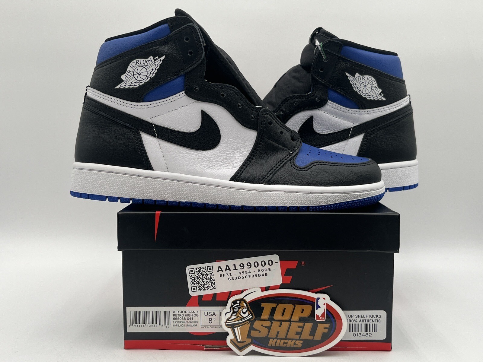 New Air Jordan 1 High Royal Toe 2020 Size 8.5 Rare Retro Authentic Blue ...