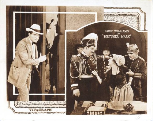 Fortunes Mask Lobby Card Earle Williams Oliver Hardy Patsy Old Movie ...
