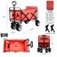 Red Collapsible Heavy Duty Folding Wagon Cart Wheels Outdoor Garden ...
