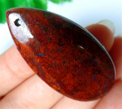 47x25x6mm Natural Tiger Stripes Red Jasper Reiki Teardrop Pendant Bead ...