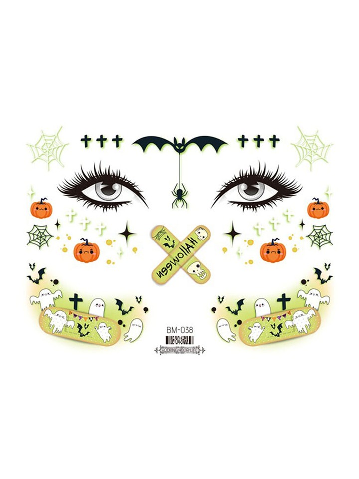 Halloween Face Stickers Skull Face Tattoos Temporary Face Sticker Art ...