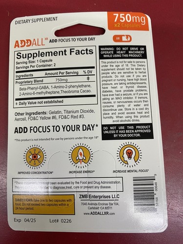 AddAll XR 750mg, Energy Focus Concentration, 12 Packs (24 Capsules ) | eBay