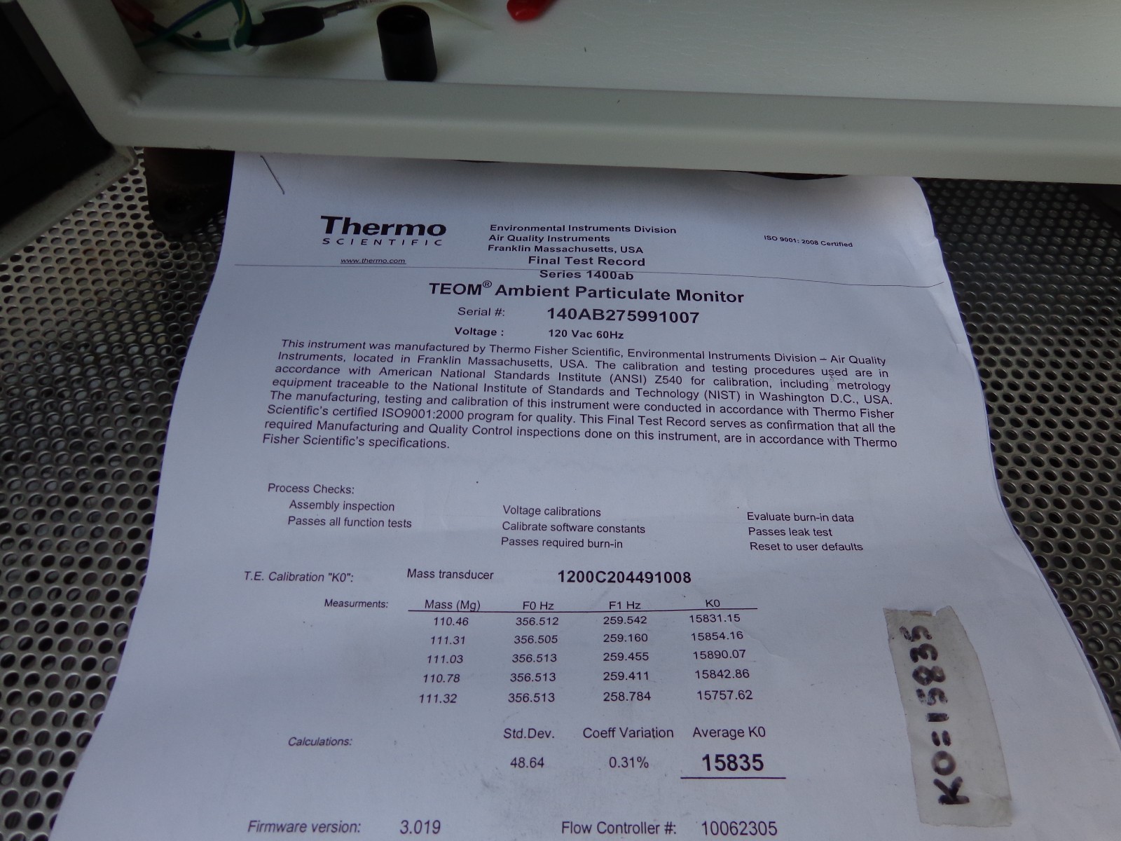 Thermo Scientific Continuous Ambient Particulate TEOM Monitor RP Series ...