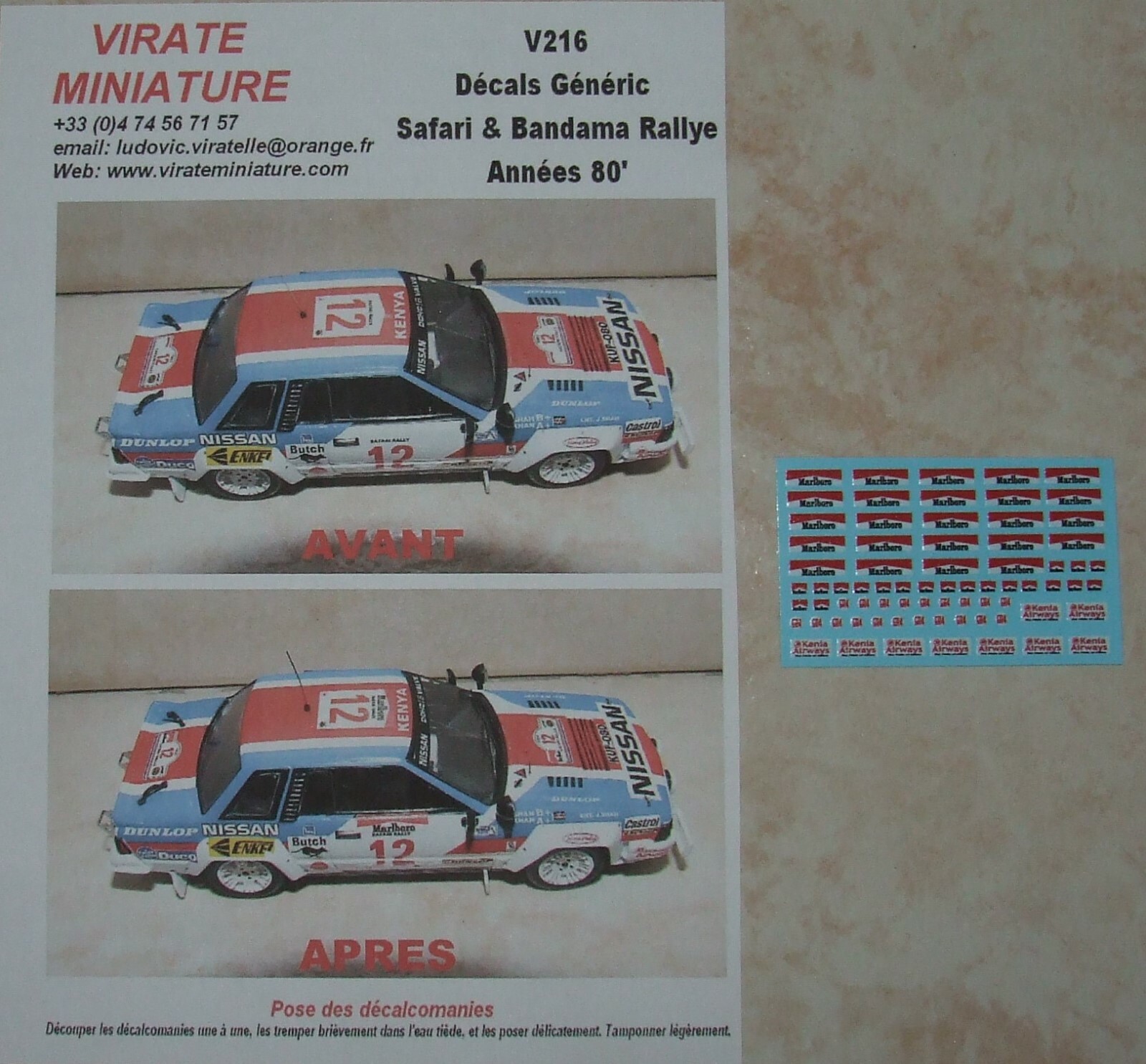 V216 DECALS GENERIC SAFARI & BANDAMA RALLYE ANNEES 80' 1982-1983-1984 ...