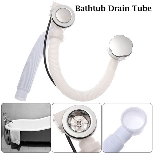 Round Bathroom Kit Waste Pipe Bath Overflow Bathtub Drain Tube ...