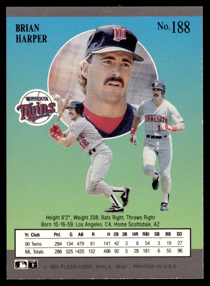 1991 Ultra Brian Harper Minnesota Twins #188 14364 | eBay