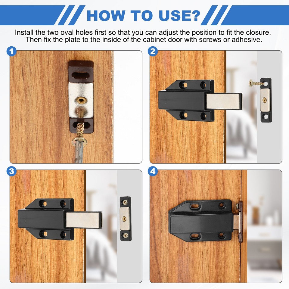 4 Pcs Magnetic Push Latch, Small Single Push to Open Door Touch Latch ...